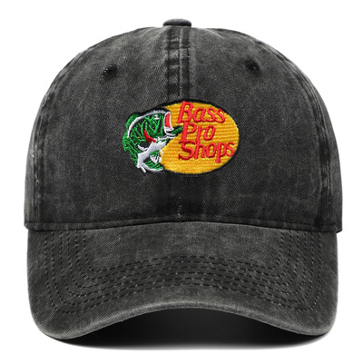 2024新款Bass pro shops刺绣水洗棒球帽户外钓鱼破洞遮阳帽