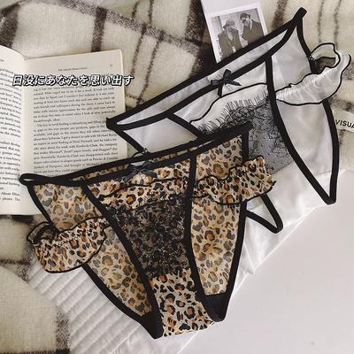 骄纵小野猫~蕾丝夏季薄款内裤女网纱性感纯欲诱惑豹纹2025新款