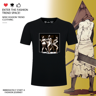 寂静岭护士三角头兔子游戏周边印花短袖男女宽松纯棉圆领运动T恤