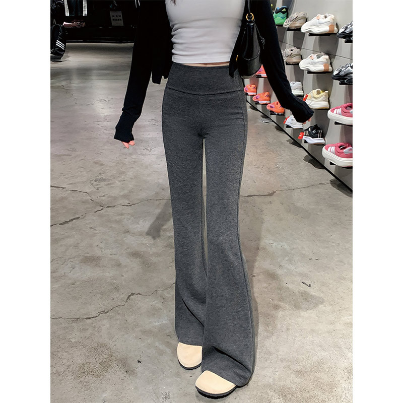 灰色喇叭裤女2026春季新款高腰显瘦修身瑜伽裤微喇垂感糯米运动裤