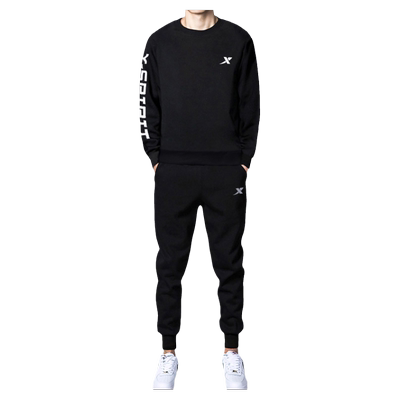 特步加绒运动套装男春秋加厚卫衣卫裤官方正品跑步休闲运动两件套