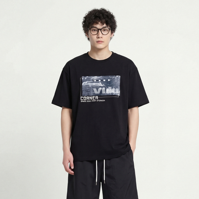 做旧汽车照片小众男女短袖T恤