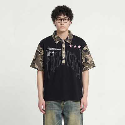 迷彩拼接短袖T恤休闲POLO衫