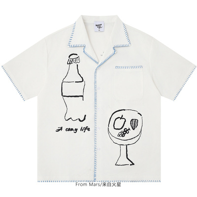 独自撑起宽松短袖衬衫百搭上衣