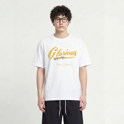 暖橙撞色纯棉宽松短袖T恤休闲