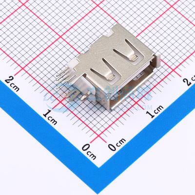 USB连接器 XDBF-0424-11 插件 侧插板 USB 2.0AF 短体卷边10MM长