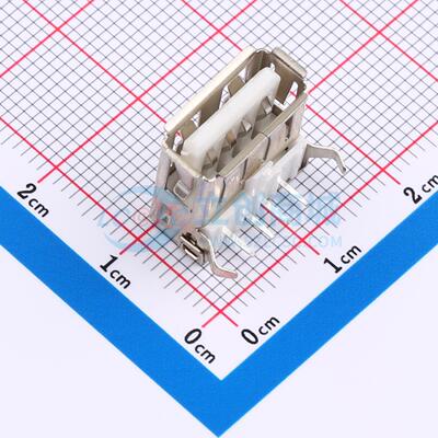 USB连接器 XDUF-0242-05 插件 USB 2.0AF 90度插板 有后盖弯脚 卷