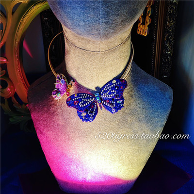 复古炫彩项圈紫蝴蝶