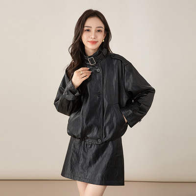 eworld25秋短款立领夹克外套