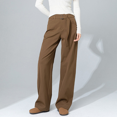 eworld25春廓形休闲弯刀直筒裤