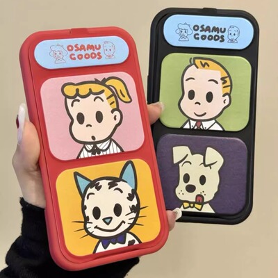 卡通原田治猫咪狗狗iPhone16promax苹果15手机壳新款14翻盖折叠支架13