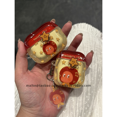 涂鸦可爱苹果头套星星人适用苹果Pro3代无线蓝牙AirPodsPro耳机壳AirPods4代女款1/2代软硅胶3代防摔套Pro2代