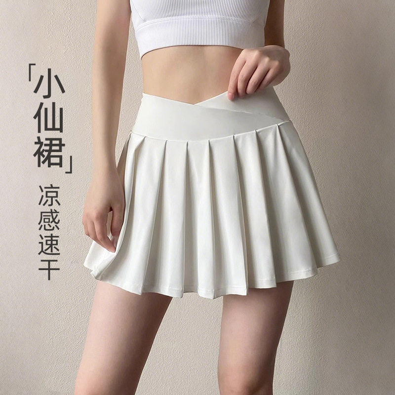 LULU同款运动短裙女夏季外穿假两件瑜伽跑步健身网球羽毛球百褶裙