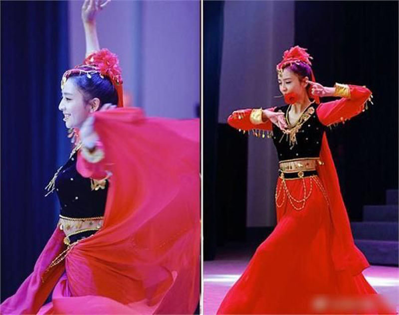 新疆舞蹈演出服佟丽娅同款开场舞大摆裙成人女维吾尔族民族舞服装