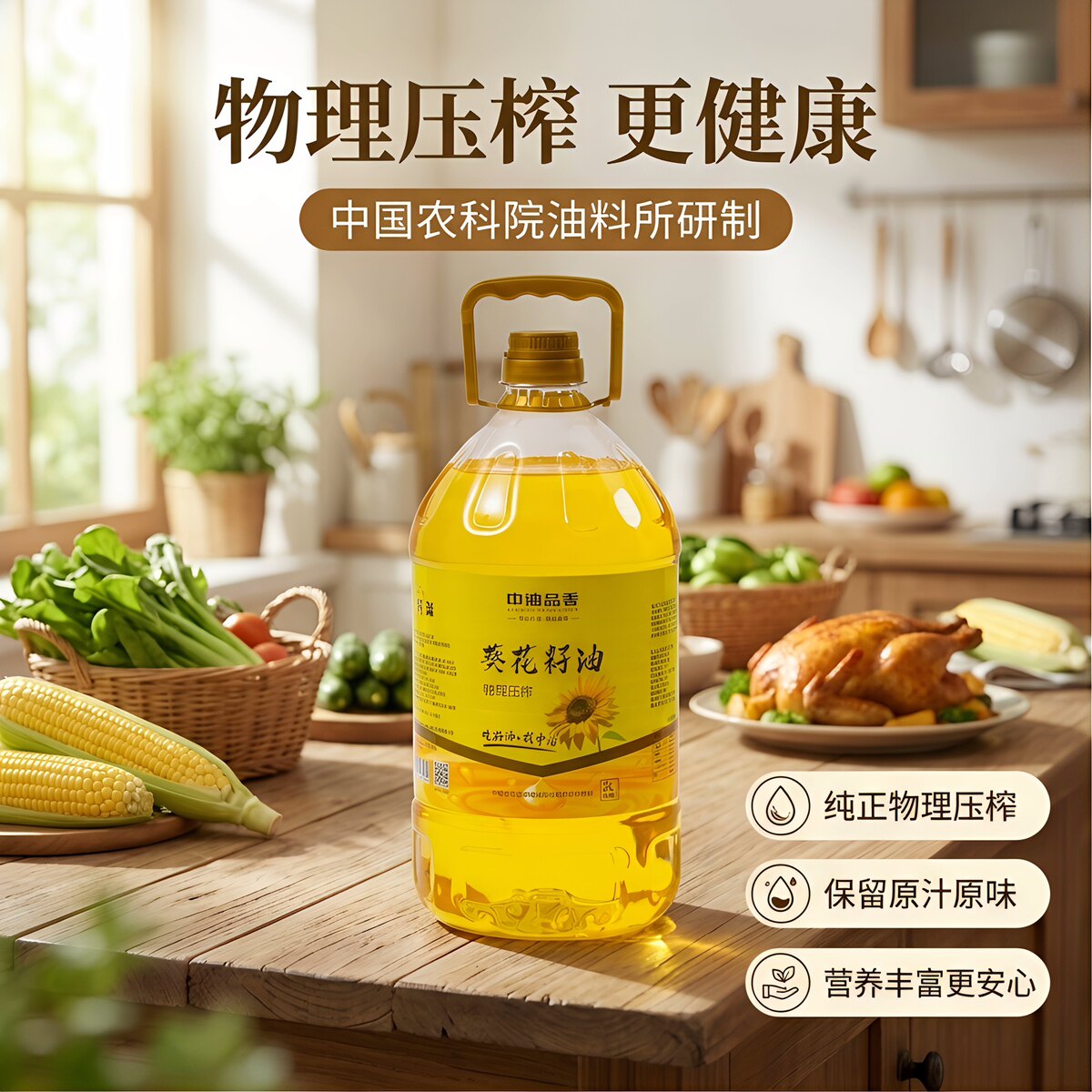 农科源 中油品香物理压榨葵花籽油5L 中国农科院油料所研制