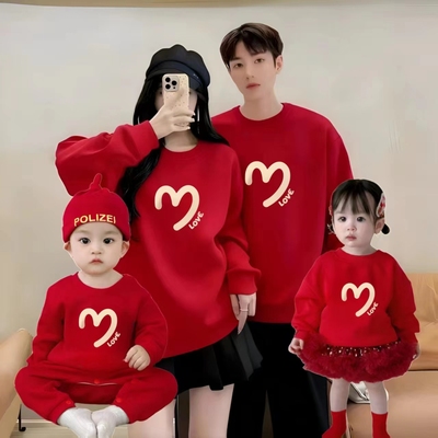 亲子装卫衣小月龄周岁宝宝一家三口四口全家福拍照秋冬母子母女装