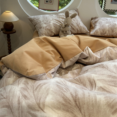 简约风羽叶纯棉磨毛床上四件套