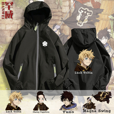 黑色漫画夹克连帽外套