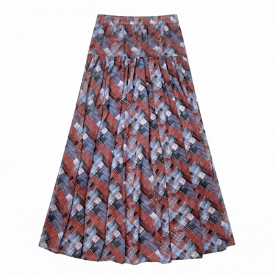 AOSER 时尚百搭休闲风女装小清新千鸟格高腰A字半身裙1066