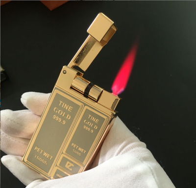 可充气打火机红火焰防风网红直冲电子滑轮创意点烟器个性送男友潮
