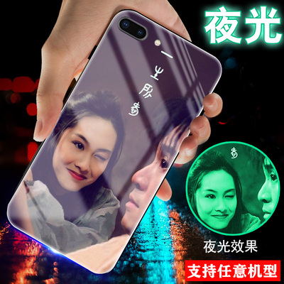 适用苹果8手机壳iPhone7夜光7p玻璃6大话西游6s新款8plus情侣男女
