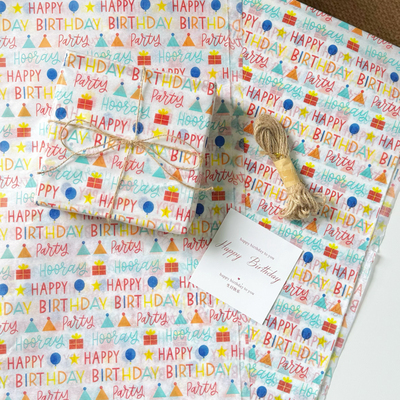 happy birthday英文生日快乐包装纸印花雪梨纸礼物包装材料大尺寸