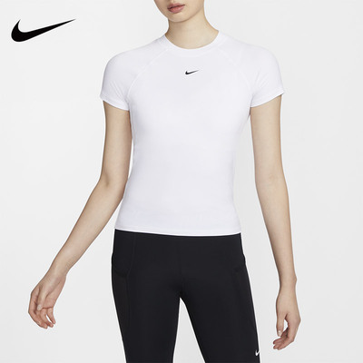 Nike耐克短袖女小勾短款上衣瑜伽训练修身款快干运动T恤衫FV7843