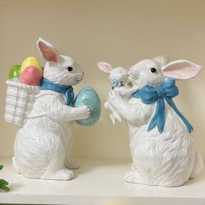 出口布鲁瓷BlueSky复活节陶瓷可爱兔子摆件家居装饰礼物造景氛围