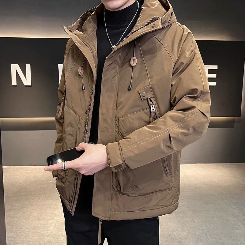 高端连帽工装冲锋衣外套男士秋冬季2025新款拉炼夹克夹棉棉服男款