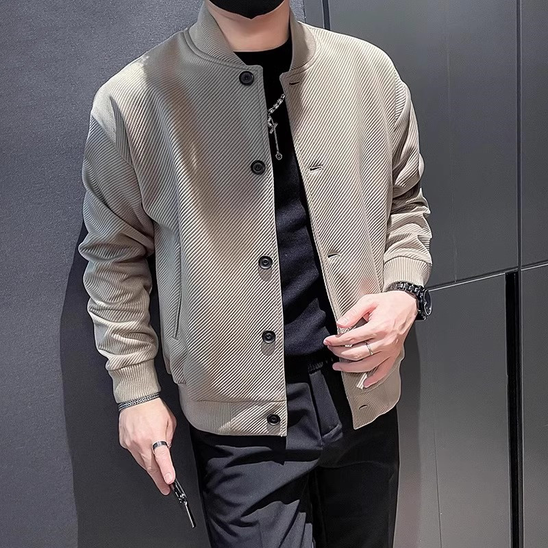 高端纹理棒球服外套男士春秋季2025新款开衫运动休闲飞行夹克男款