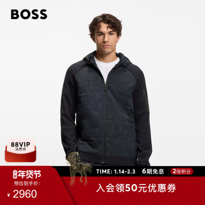 【混纺夹克外套】BOSS博斯 男士25年冬季新款混纺连帽夹克外套