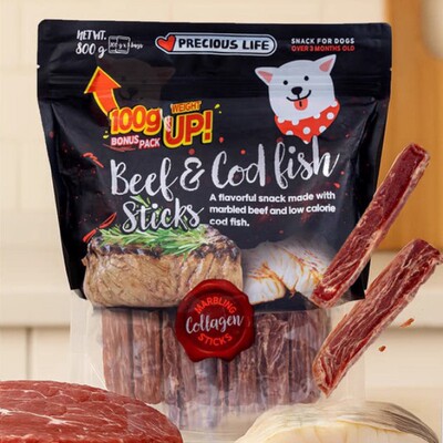 山姆会员店代购Preciouslife成犬宠物零食牛肉鳕鱼条800g(100*袋)