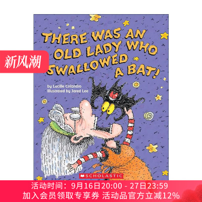 英文原版 There Was An Old Lady Who Swallowed a Bat 有一个老妇人吞下一只蝙蝠 纸板书 英文版 进口英语原版书籍