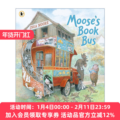 驼鹿的图书巴士  英文原版 Moose's Book Bus 儿童动物绘本 英文版 进口英语原版书籍