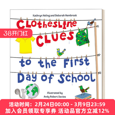 英文原版 Clothesline Clues to the First Day of School 谁在晾衣服 3-7岁儿童职业认知绘本 看图猜谜 英文版 进口英语原版书籍