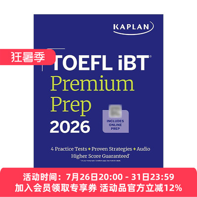 英文原版 TOEFL iBT Premium Plus 2026 卡普兰 托福备考 英文版 进口英语原版书籍