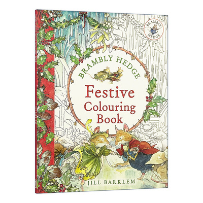 野蔷薇村的故事 英文原版 Brambly Hedge Festive Colouring Book 节日涂色书 儿童艺术画册 英文版 进口英语原版书籍