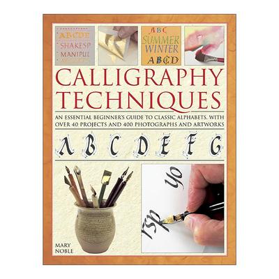 英文原版 Calligraphy Techniques 书法技巧经典入门 40+实操项目 400张高清图示范 一笔学会古英文/意大利体/哥特等 精装 进口