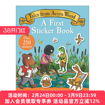 英文原版 Tales from Acorn Wood A First Sticker Book 橡树林故事 贴纸书 250+贴纸 配对迷宫涂色拼图等益智游戏 英文版