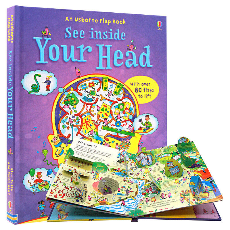 尤斯伯恩看里面系列大脑英文原版绘本 See Inside Your Head人体大脑百科知识大开本纸板翻翻书英文版进口原版英语书籍_虎窝淘