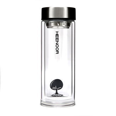 双层透明水晶带盖过滤网玻璃杯子