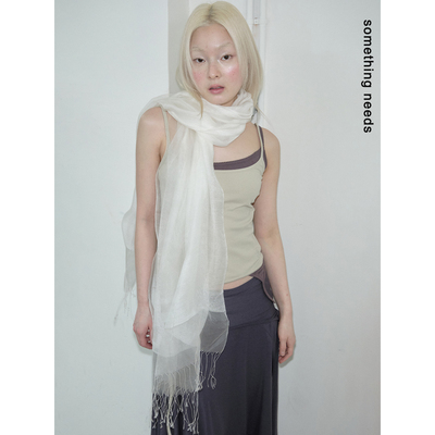 薄雾美学双层真丝棉纯欲感丝巾