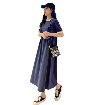 夏季纯棉韩版连衣裙过膝中长款