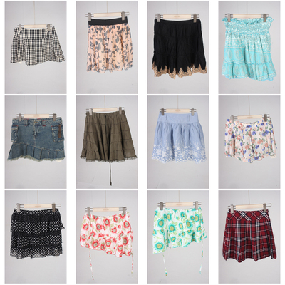 BK778古着vintage日系甜美风年轻款复古短裙半身裙