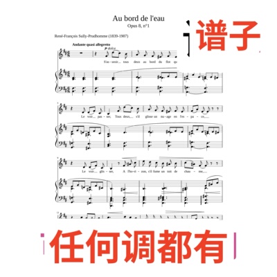 3D 在水边 Au_bord_de_leau_-_si_mineur伴奏谱正谱声乐