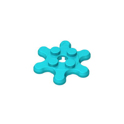 高砖积木零件GDS-90034配件2x2 6齿轮转盘板兼容35442MOC拼插散件