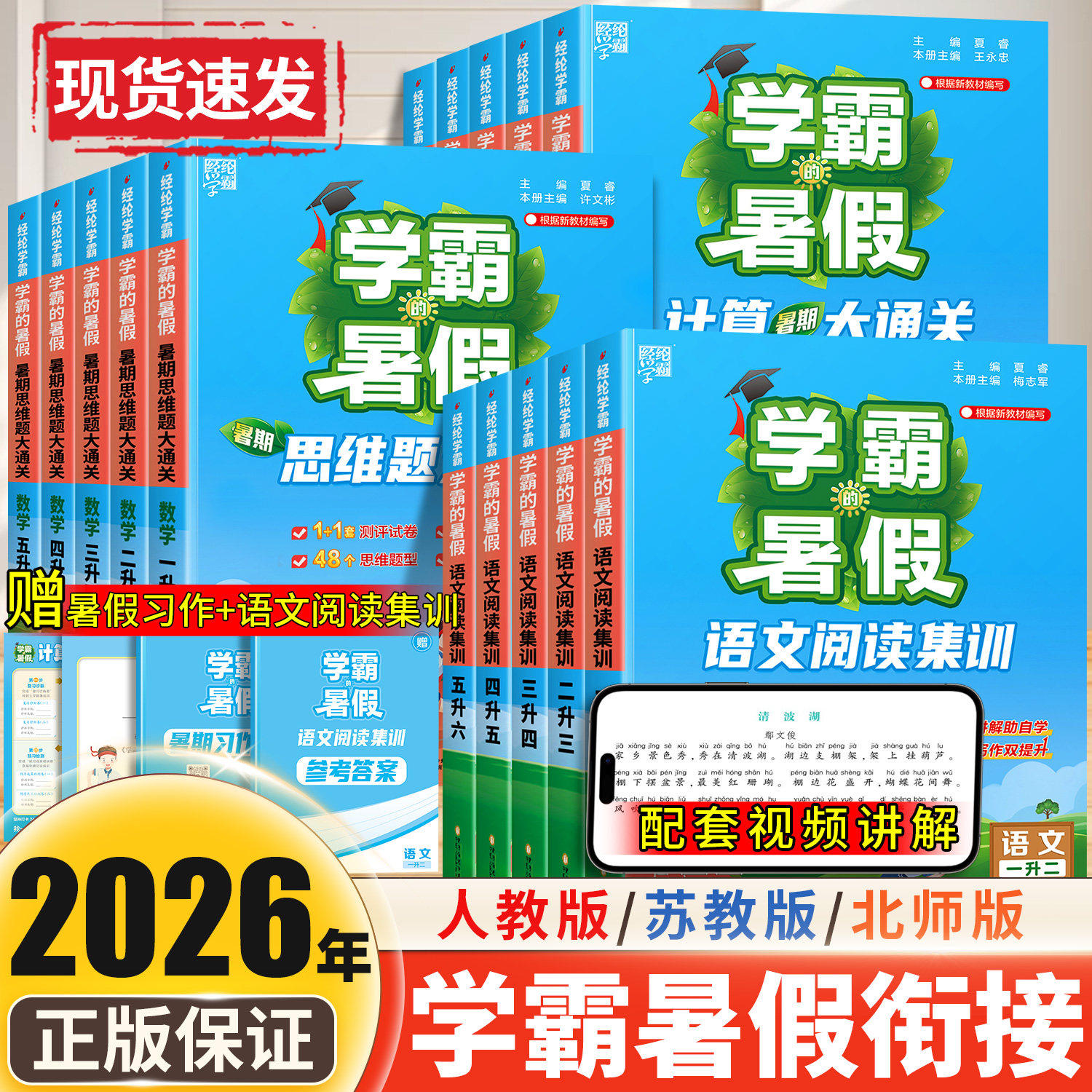 2026新版学霸暑假衔接作业一升二升三升四五六年级一年级二年级下册练习册人教版苏教北师5星语文阅读集训五星数学计算思维大通关