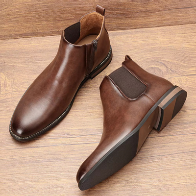Men's Chelsea Boots Classic Leather Shoes Casual Dress Ankle