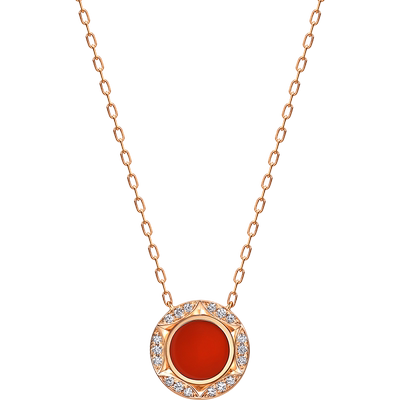 「恒」系列18K金玉髓钻石项链