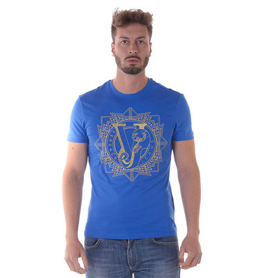 男士VERSACE JEANS 范思哲蓝色纯棉舒适欧版短袖T恤新年B3GOA726